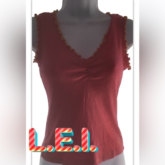 lei | Tops | Lei Pink Yellow Stretchy Sleeveless Tank Tol Womens M ...